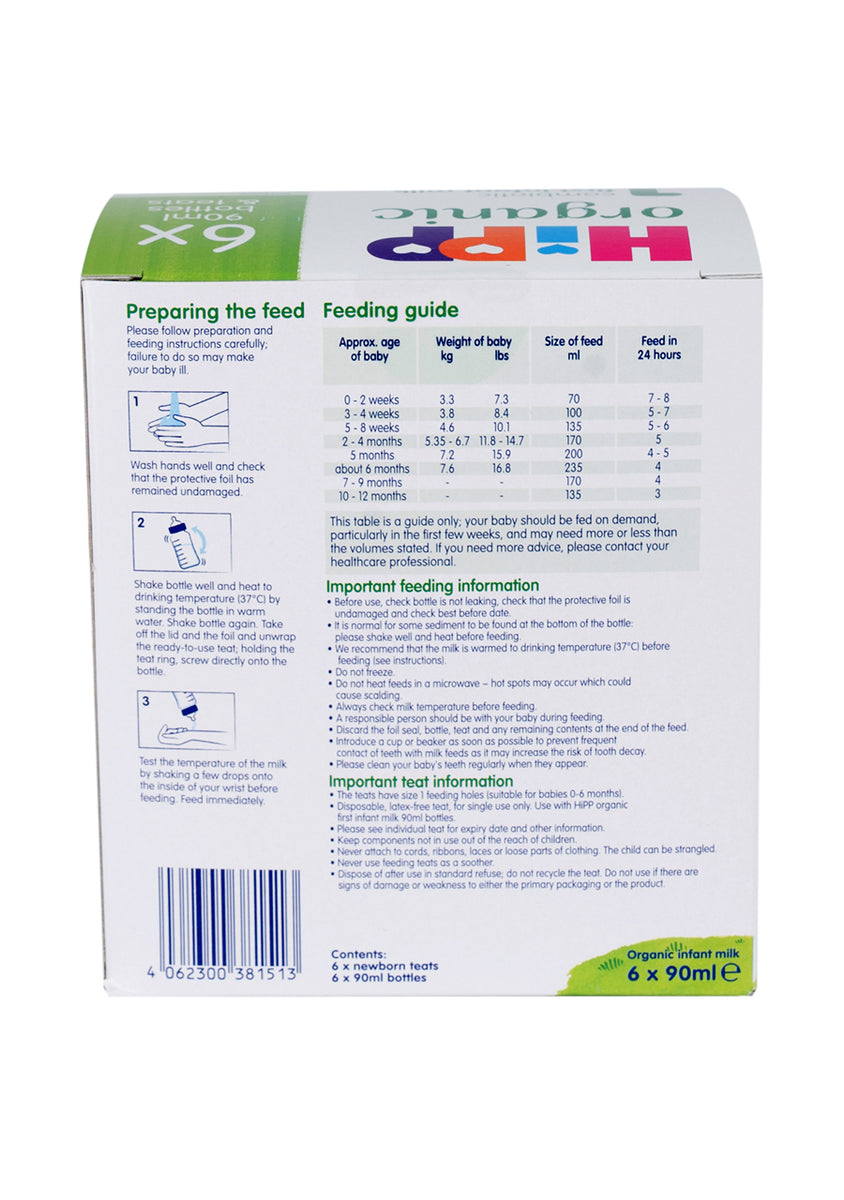 HiPP UK Stage 1 Formula Starter Pack (6 x 90ml) | Save Up to 30% on ...